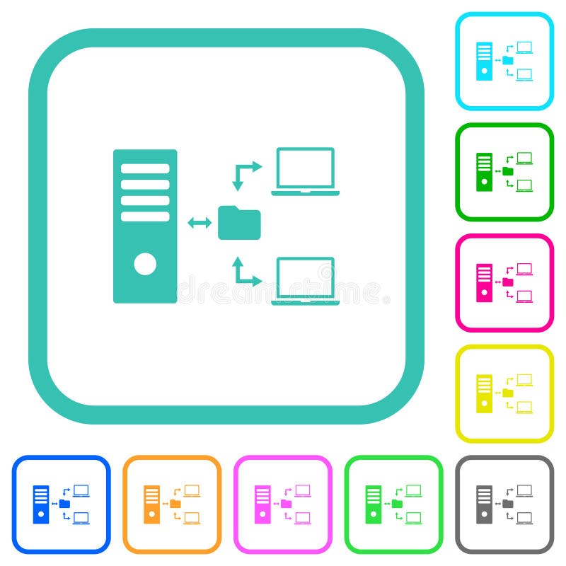 Network File System with Server Vivid Colored Flat Icons Stock Vector ...