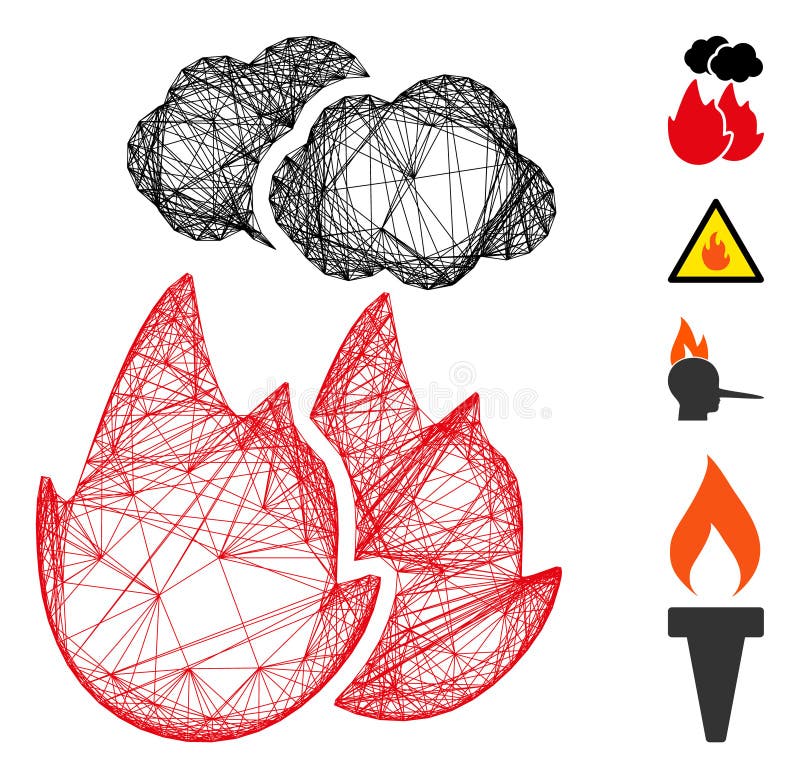 Network Fire with Smoke Vector Mesh Stock Illustration - Illustration ...