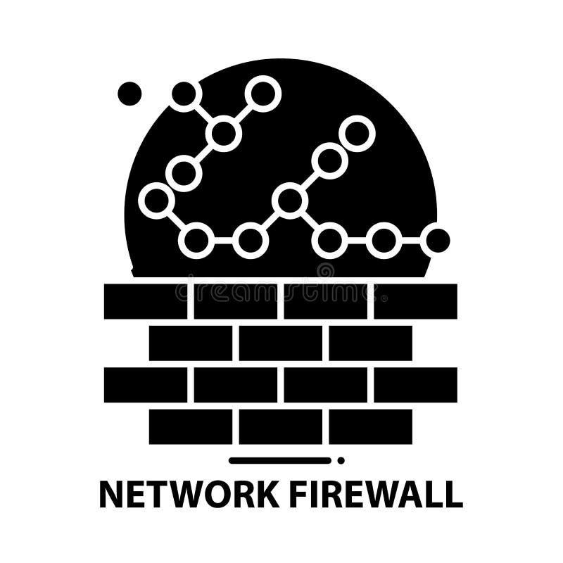 Network Firewall Icon, Black Vector Sign with Editable Strokes, Concept ...