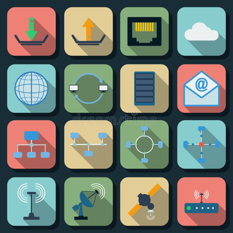 Network flat vector icons stock illustration. Illustration of flat ...