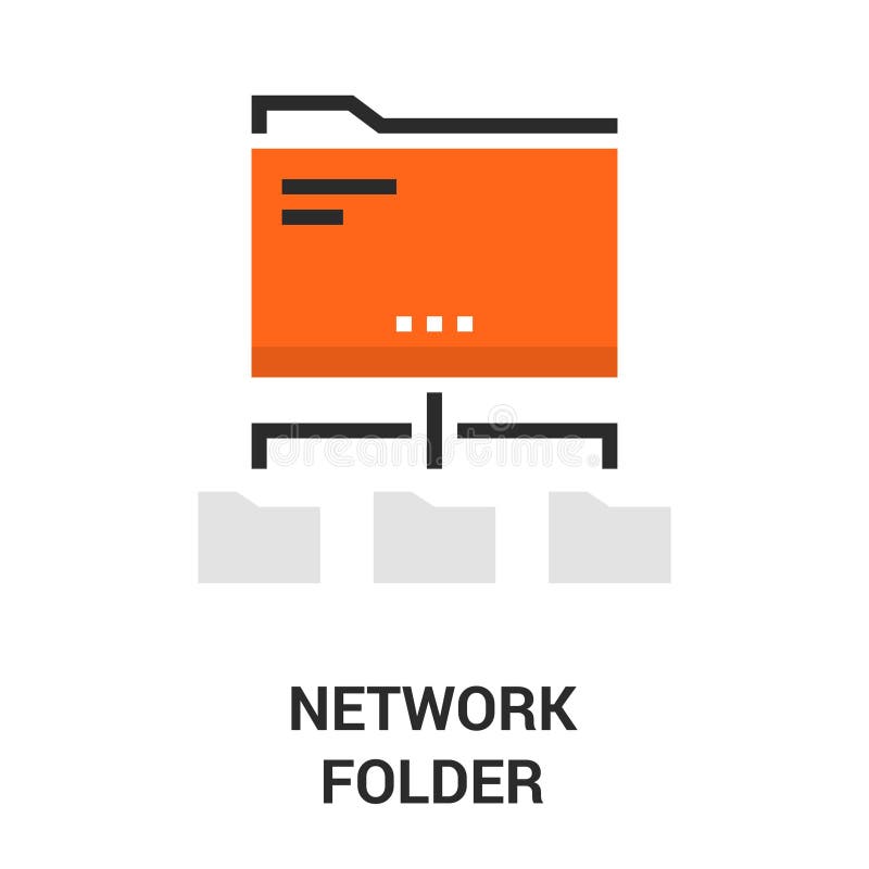 Network Folder Flat Line Icon Design Concept Stock Vector ...