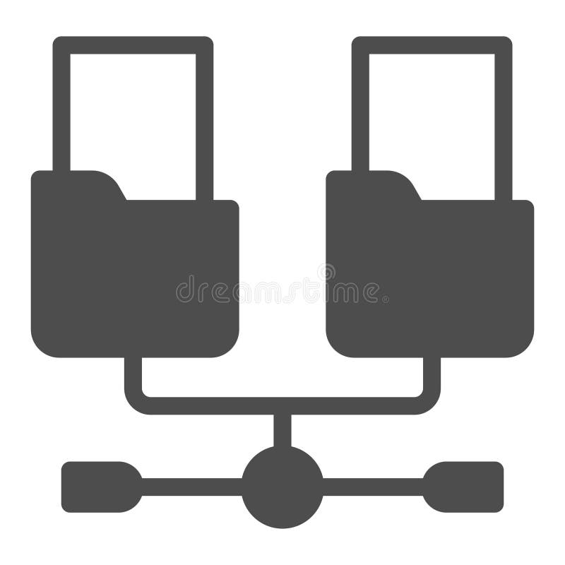 Network Folders with Documents Solid Icon, Info Tech Concept. Vector ...