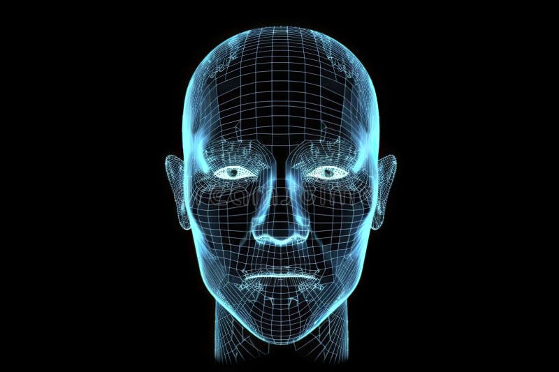 Network Forming AI Human Face. Technology and Robotics Concept Stock ...