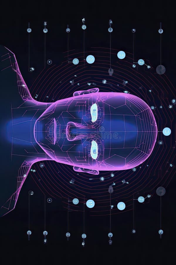 Network Forming AI Human Face. Technology and Robotics Concept Stock ...