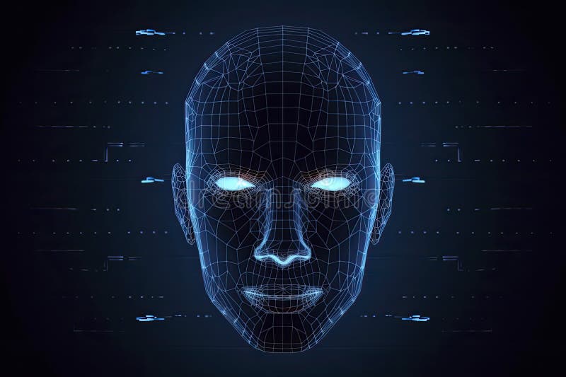 Network Forming AI Human Face. Technology and Robotics Concept Stock ...
