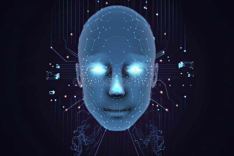 Network Forming AI Human Face. Technology and Robotics Concept Stock ...