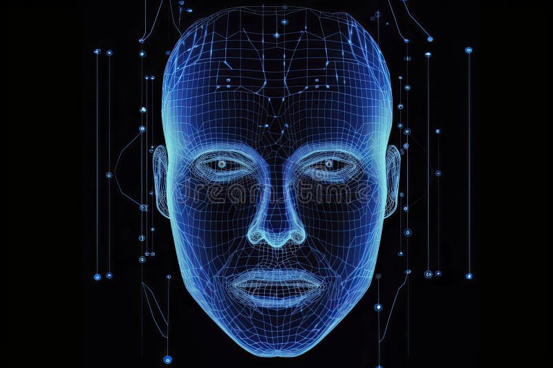 Network Forming AI Human Face. Technology and Robotics Concept Stock ...