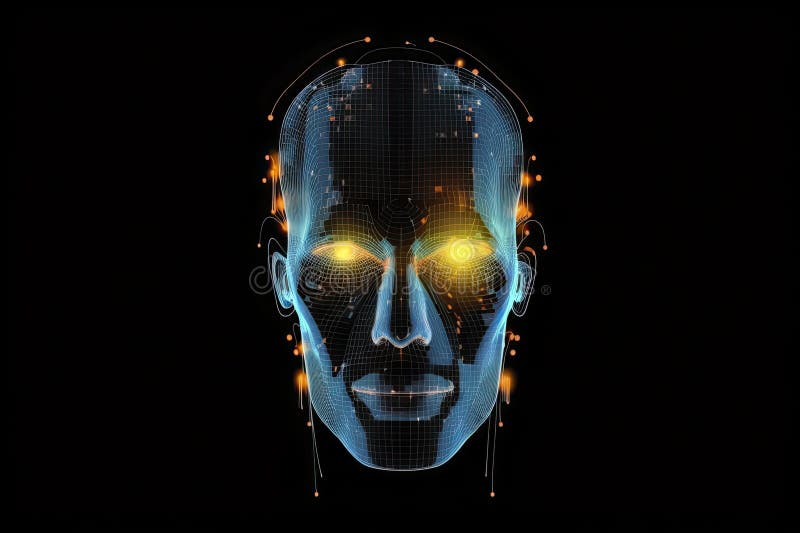 Network Forming AI Human Face. Technology and Robotics Concept Stock ...