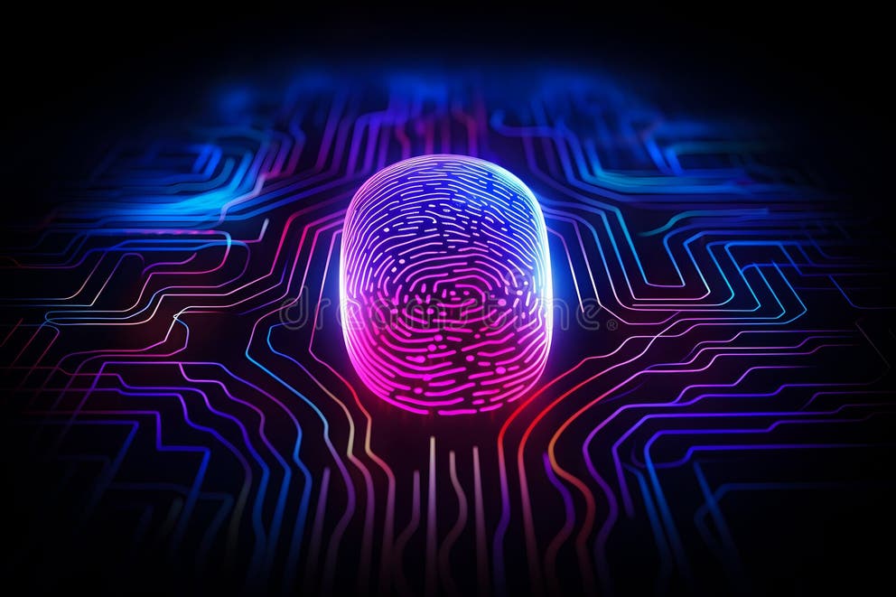 Network Forming a Fingerprint, Representing Artificial Intelligence ...