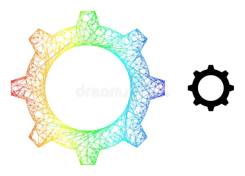 Network Gear Mesh Icon with Rainbow Gradient Stock Vector ...