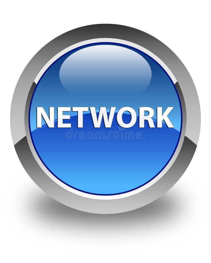 Network Glossy Blue Round Button Stock Illustration - Illustration of ...