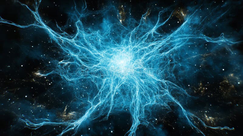 A Network of Glowing Blue Filaments in Space that is Abstract and ...