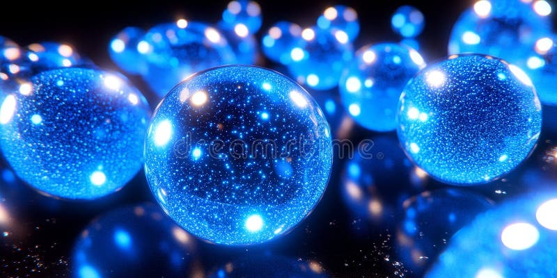 Network of Glowing Blue Orbs, Connected by Lines of Light, High ...