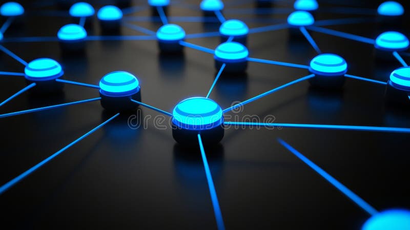 Network of Glowing Blue Orbs with Radiant Lines, High Resolution ...