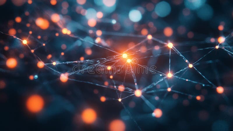 Network of Glowing Nodes and Connecting Lines in Digital Space Stock ...
