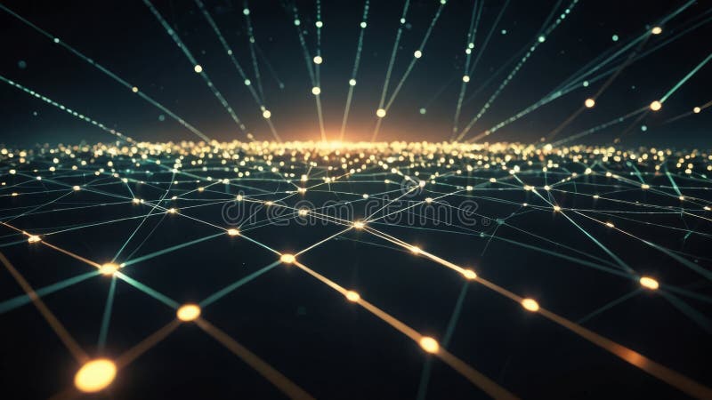 Network of Glowing Nodes and Lines, Illustrating Connections and ...