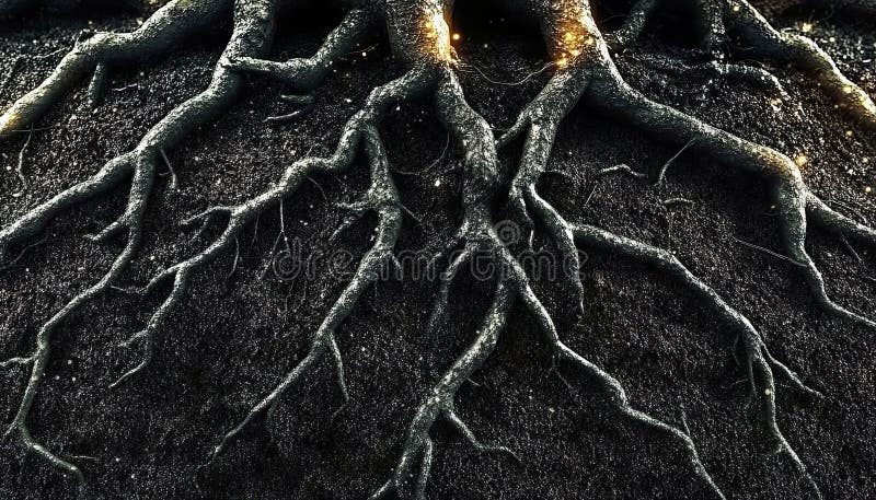 Network of Glowing Roots a Symbiotic Connection Deep Underground ...