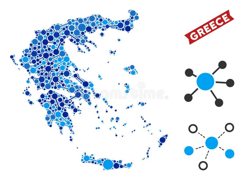 Greece Map Connections Collage Stock Vector - Illustration of ...