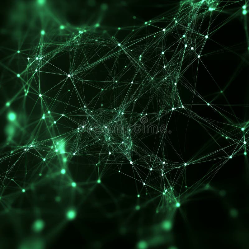 Network of Green Glowing Dots and Lines, Data Visualization, Cyberspace ...