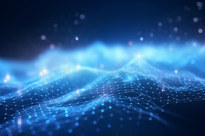 Network Grid Connected Wave in Blue Color Tone Stock Image - Image of ...