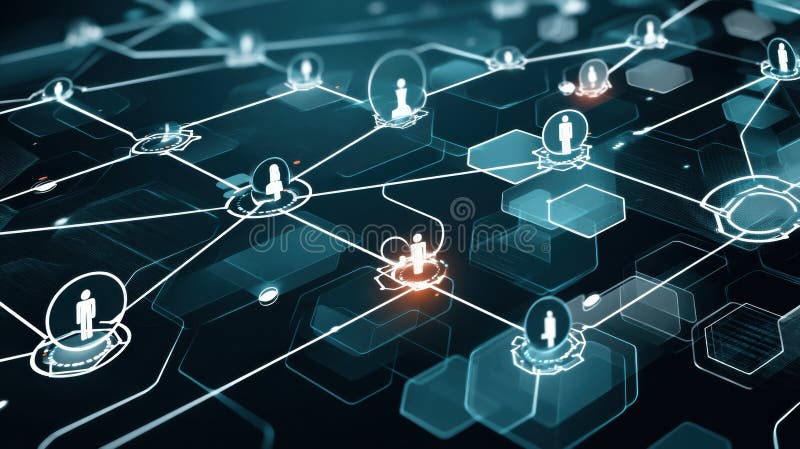 Network Grid Connecting Avatars in a Digital Landscape Illustrating ...