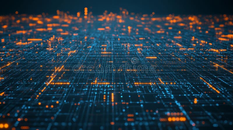 Network Grid, Glowing Data Streams, Fiber Optic Cables, High Speed ...