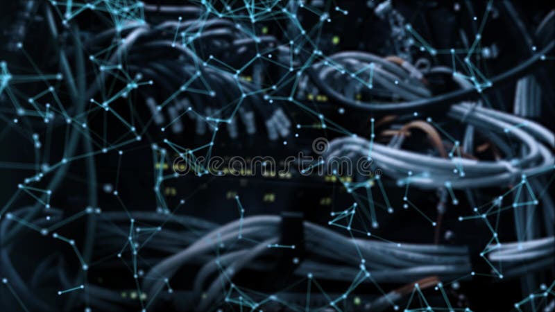 Network Grid Line Server Room. 3D Rendering. Line and Dots Blurred ...
