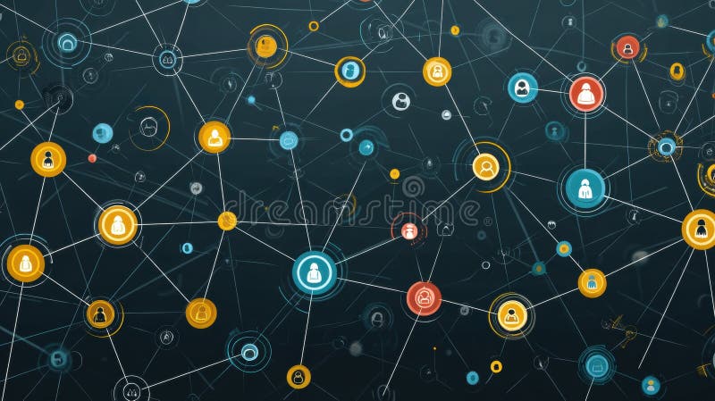 Network Design Nodes Representing Connections Interactions Digital ...