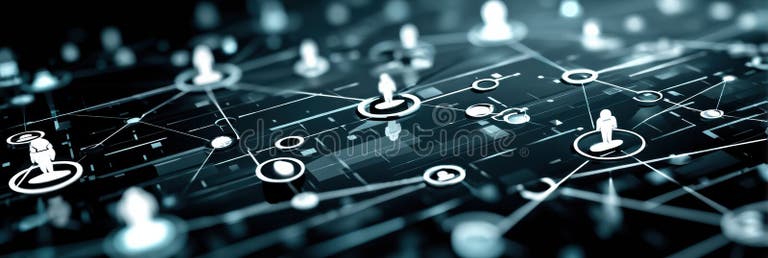 Network Grid Displaying Avatar Icons Connected by Lines Representing ...