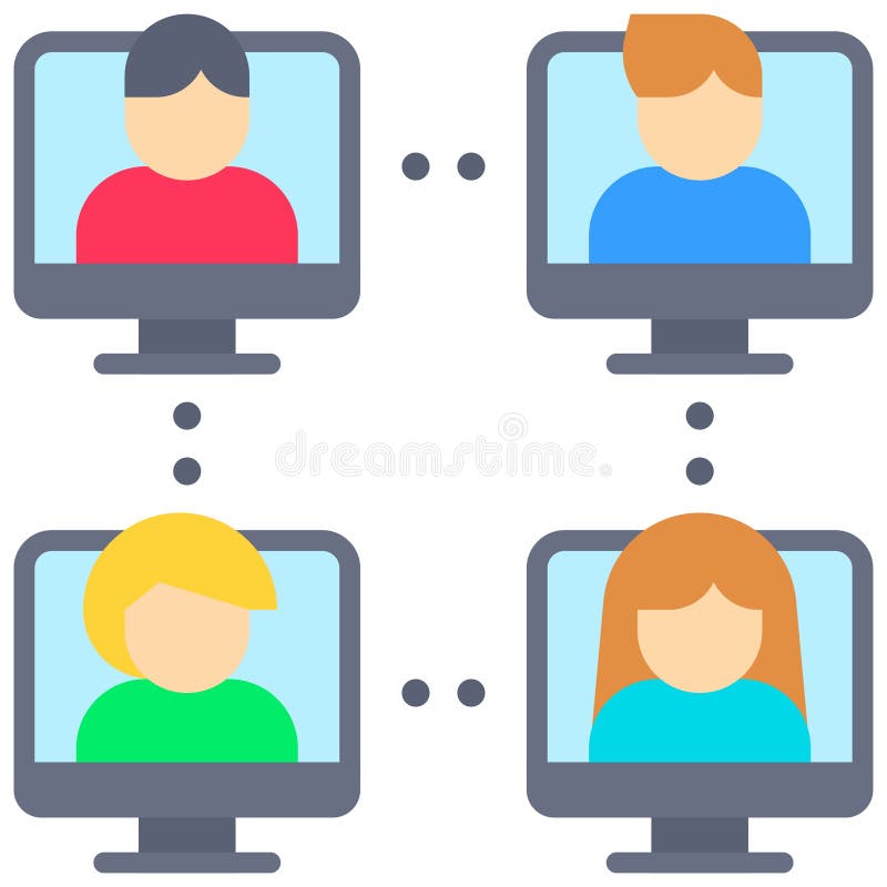 Network Group, Telecommuting or Remote Work Icon Stock Vector ...