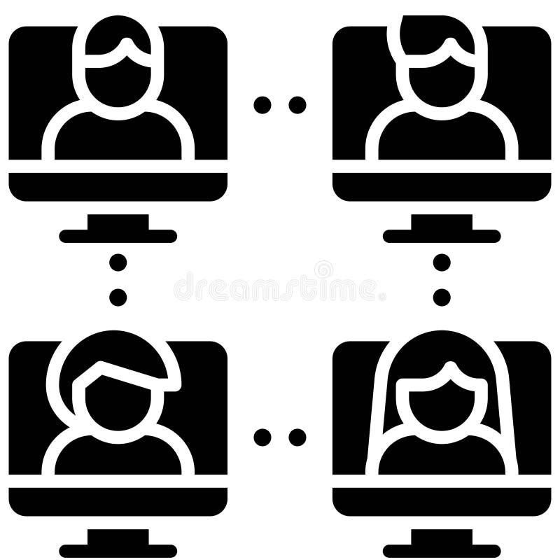 Network Group, Telecommuting or Remote Work Icon Stock Vector ...