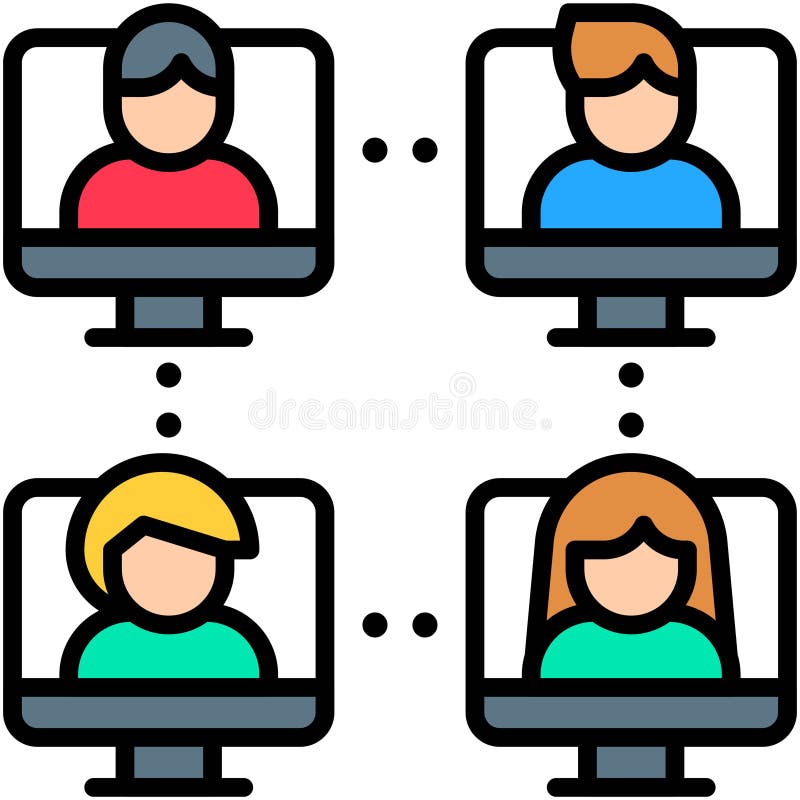 Network Group, Telecommuting or Remote Work Icon Stock Vector ...