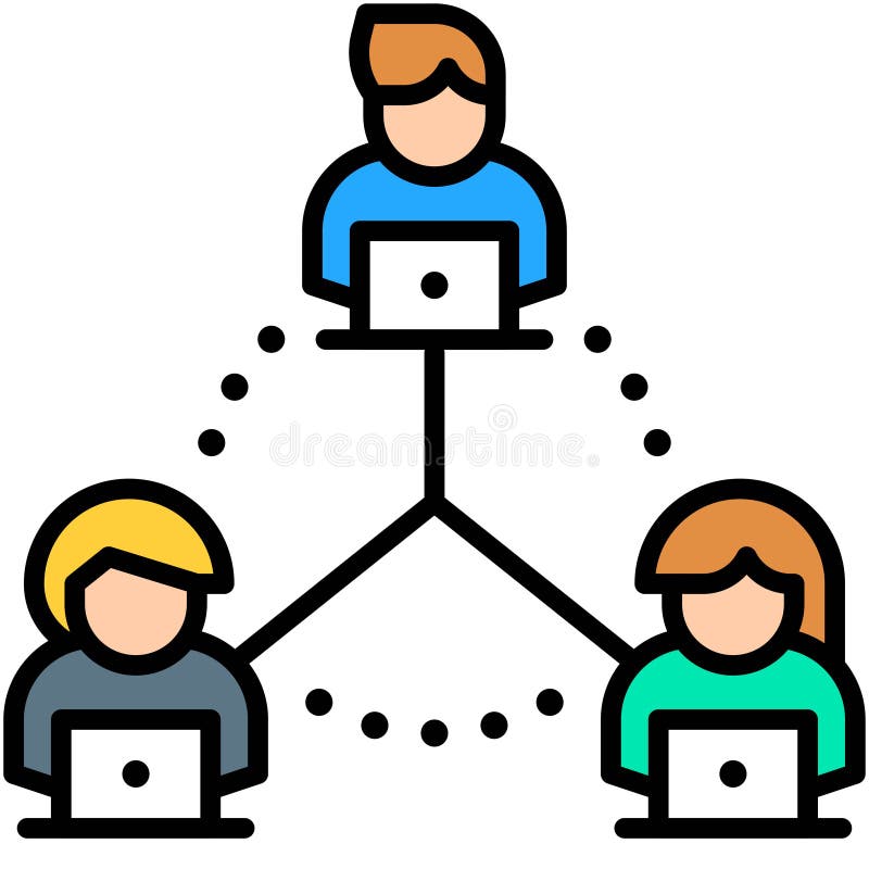 Network Group, Telecommuting or Remote Work Icon, Vector Illustration ...