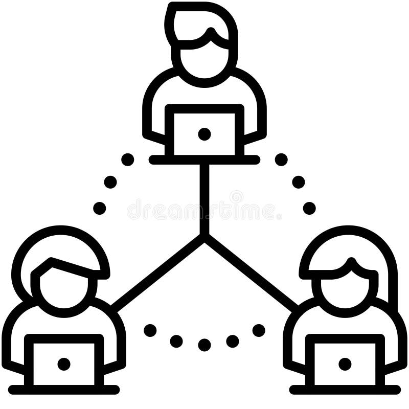 Network Group, Telecommuting or Remote Work Icon, Vector Illustration ...