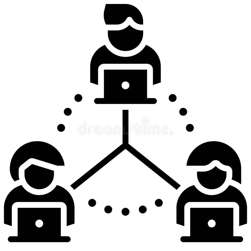 Network Group, Telecommuting or Remote Work Icon, Vector Illustration ...