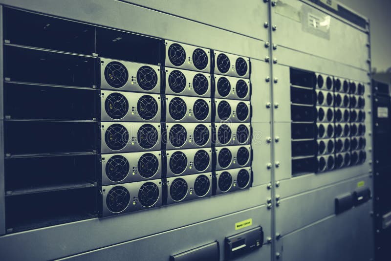 Network Panel, Computer Server in Rack Server, Vertical Image Stock ...