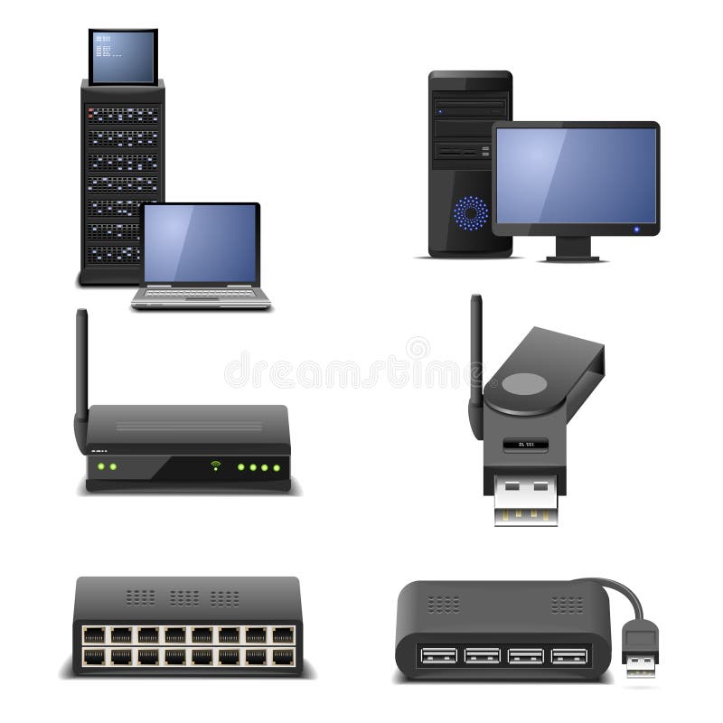 Network hardware part 2 stock vector. Illustration of monitor - 20196319