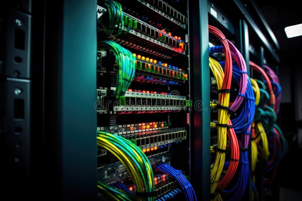 Network Hardware. Server Room Telecommunication Technology. Generative ...