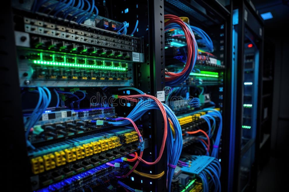 Network Hardware. Server Room Telecommunication Technology. Generative ...