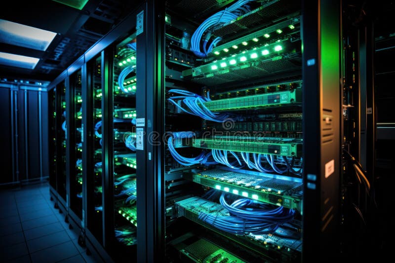 Network Hardware. Server Room Telecommunication Technology. Generative ...
