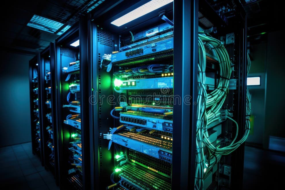 Network Hardware. Server Room Telecommunication Technology. Generative with Ai. Stock ...