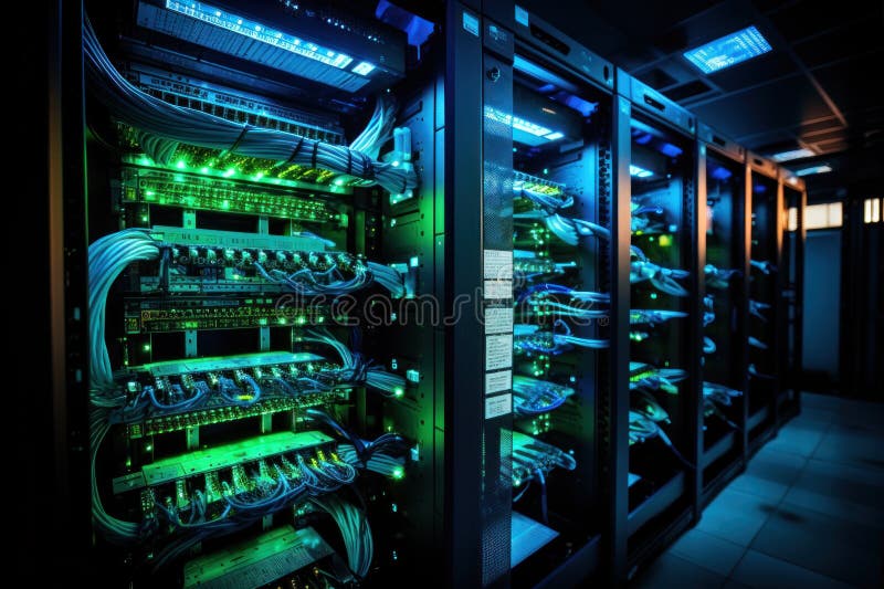 Network Hardware. Server Room Telecommunication Technology. Generative ...