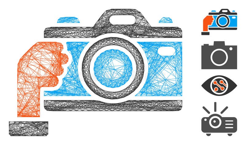 Network Hold Camera Vector Mesh Stock Illustration - Illustration of ...