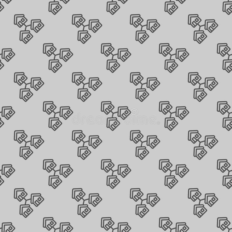 Network with Home House Line Seamless Pattern, Remote Work Theme ...