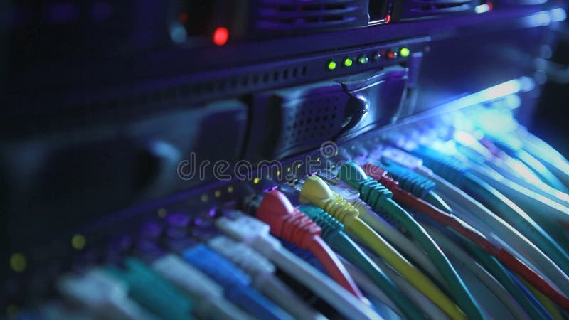 Network Hub blue toned stock footage. Video of rackmount - 39617854