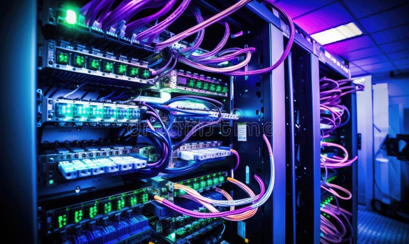 A Network Hub Buzzing with Connectivity Stock Illustration ...