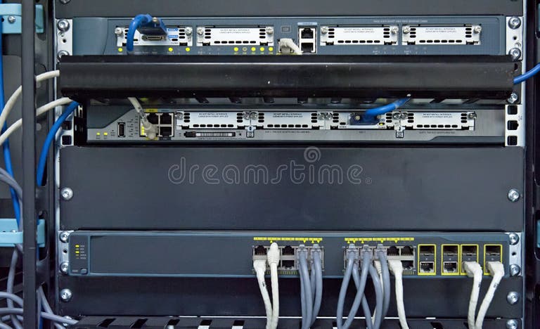 Network Hub and Patch Cables Stock Photo - Image of automatism, connect ...