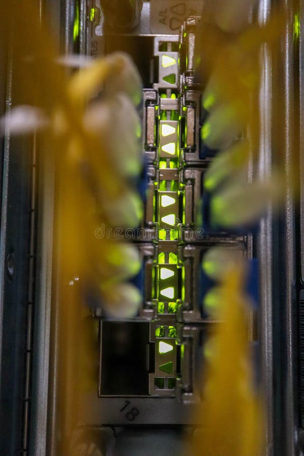 Network Hub Switch and Patch Cables with Lights Stock Image - Image of ...