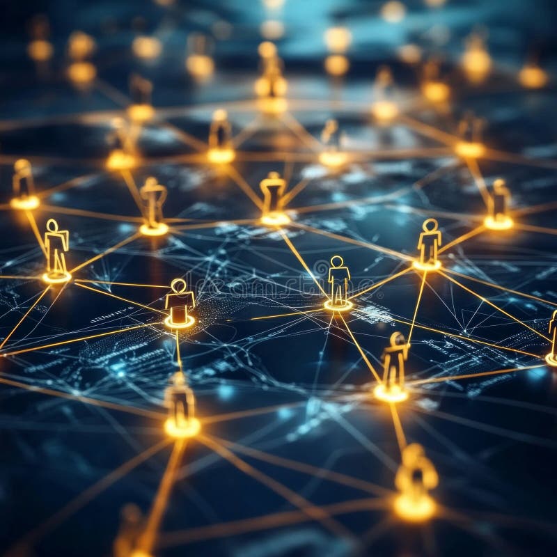 Network of Human Figures with Glowing Connections in Digital Web Stock ...