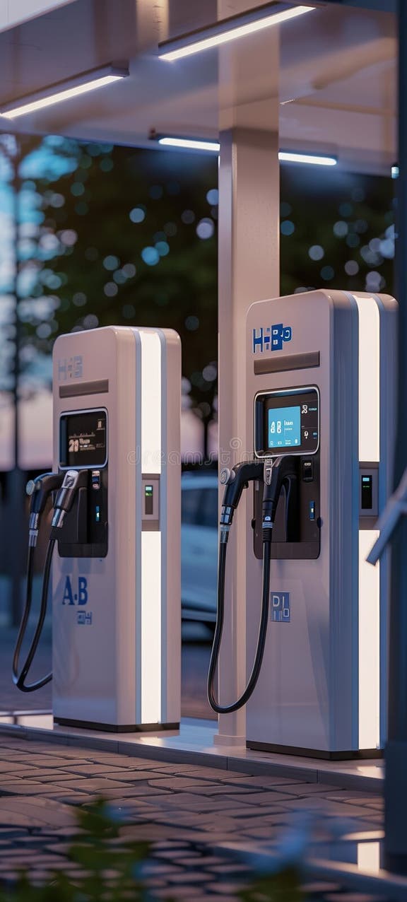 A Network of Hydrogen Fuel Stations with Visible H2 Signage and User ...